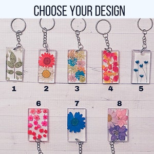 Custom Resin Keychain - Flower Keychain | Pressed Flowers | Gifts for ...