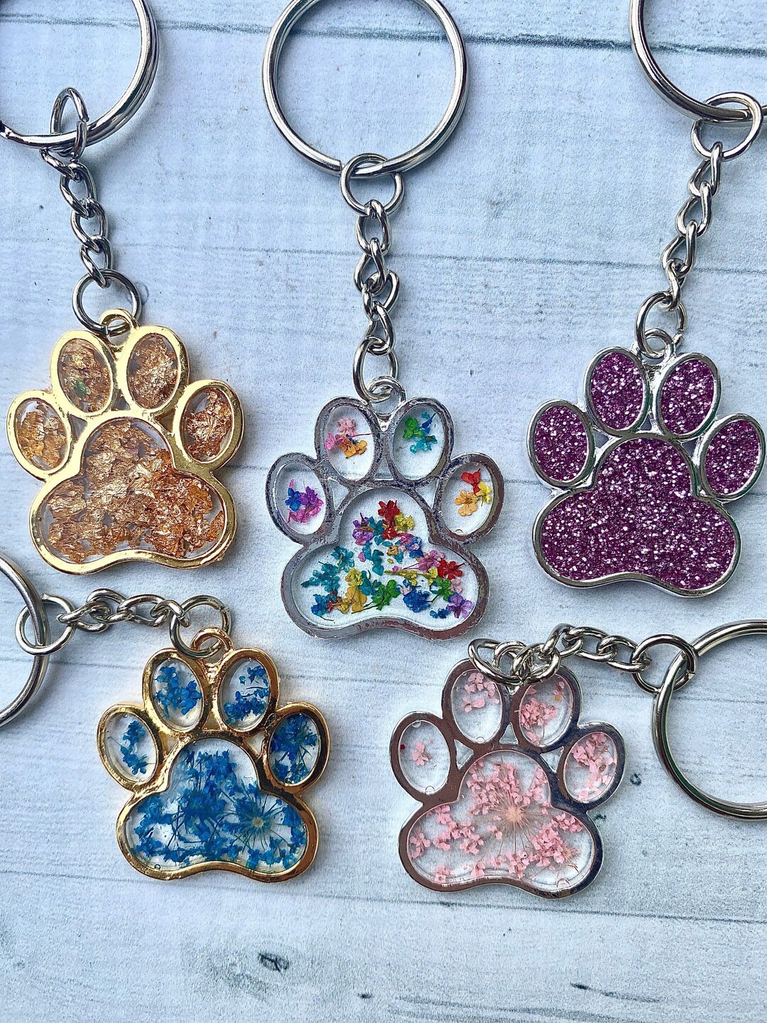 Resin Keychain - Puppy Paw Print Keychain - Puppy Footprint Keychain ...