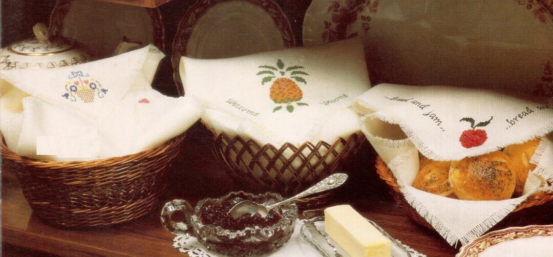 Vintage Cross Stitch Elegant Bread Cover 2 Patterns - Etsy