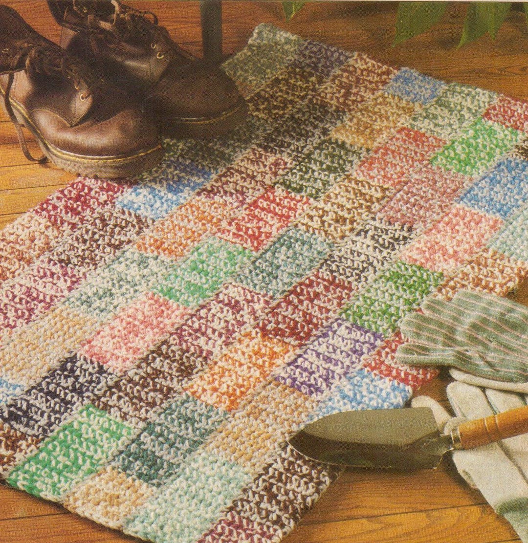 Vintage Crochet Scrap Yarn Rug Pattern - Etsy