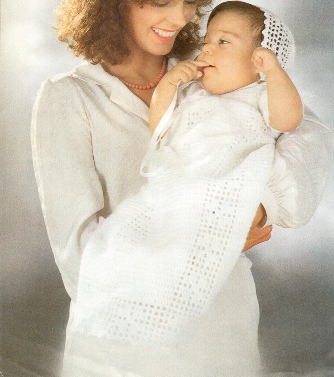 Vintage Filet Crochet Christening Dress and Booties Pattern - Etsy