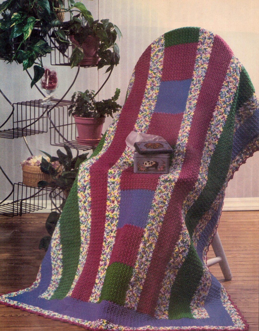 Vintage Crochet Confetti Blocks and Stripes Afghan Pattern - Etsy