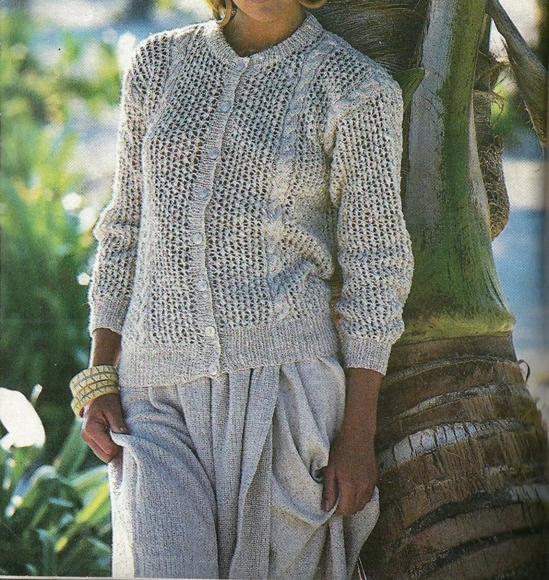 Vintage Knitted Linen Like Cardigan Pattern - Etsy