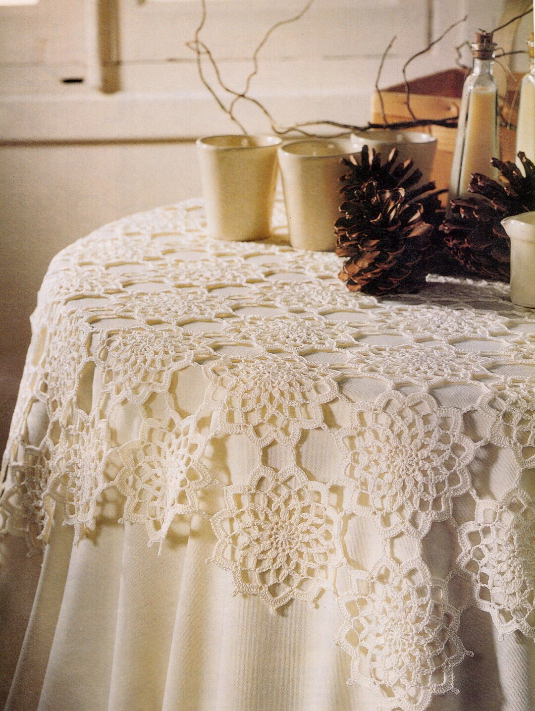 Vintage Crochet Table Topper Tablecloth Pattern - Etsy