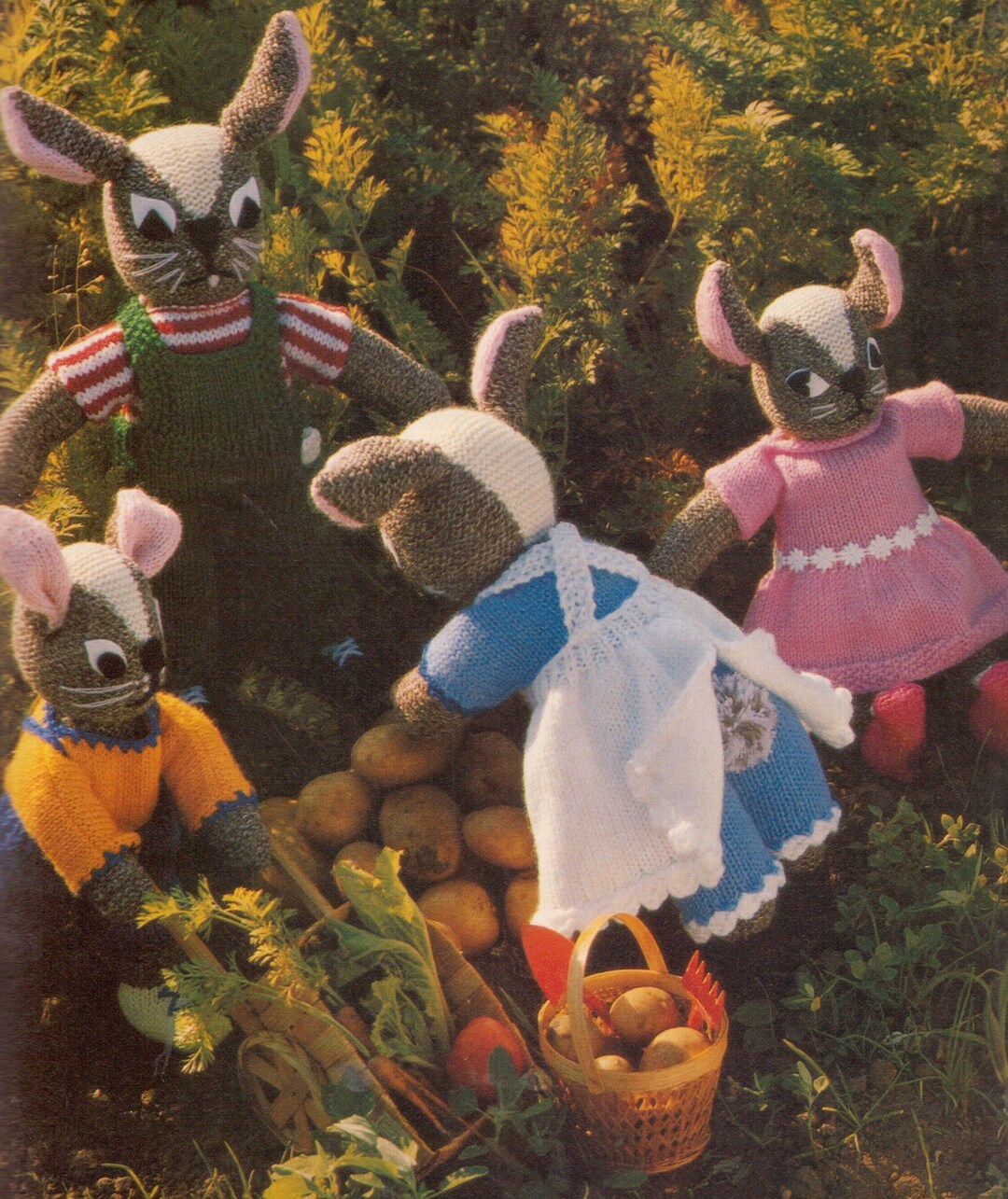 Vintage Knit Bunny Family Pattern - Etsy