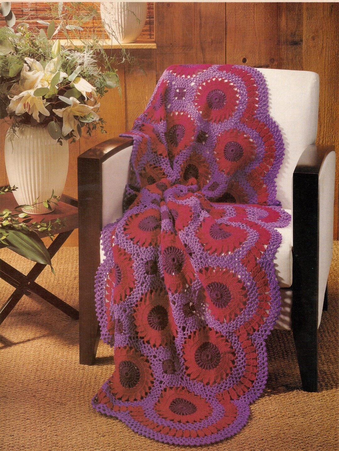 Vintage Crochet Town and Country Afghan Pattern Blanket - Etsy