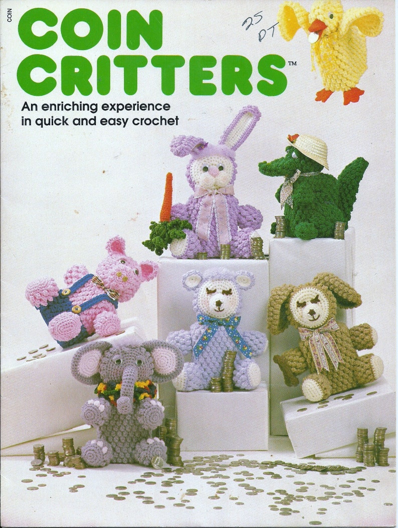 Vintage Crochet Coin Critters Piggy Bank Patterns - Etsy