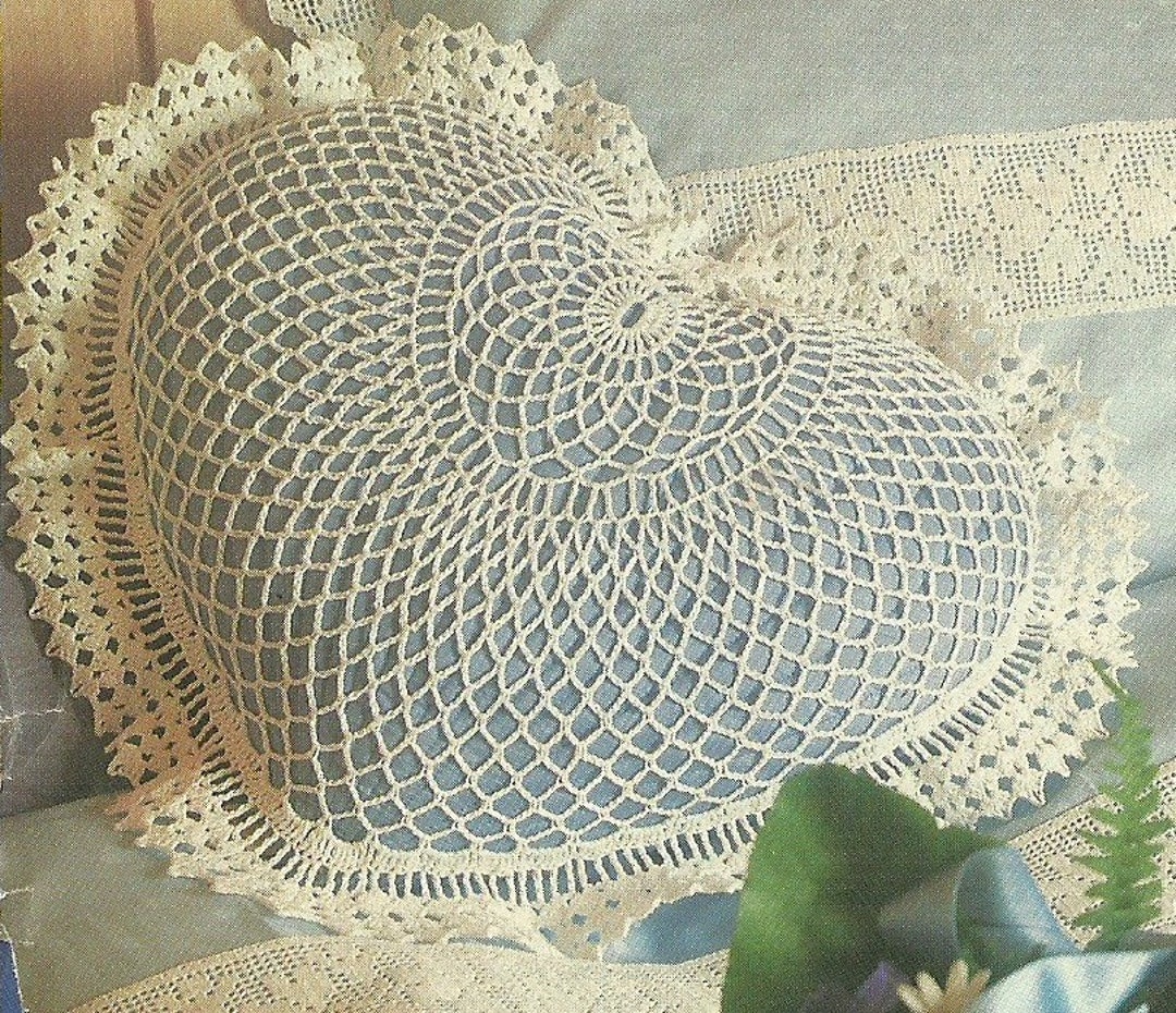 Vintage Crochet Heart Shaped Pillow Pattern - Etsy