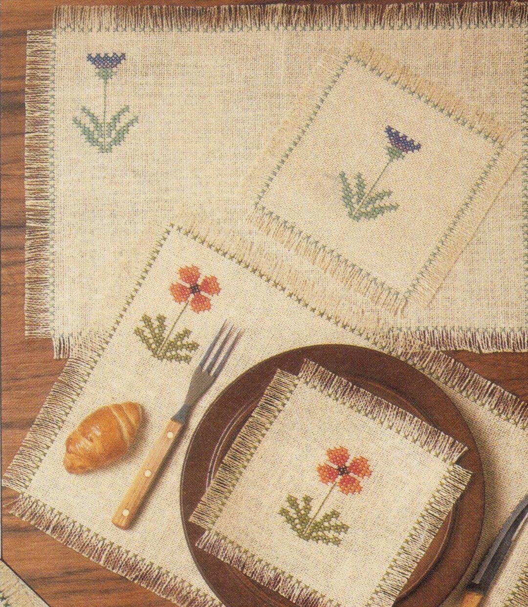 Vintage Cross Stitch Pattern Floral Table Set Pattern (PDF Download) - Etsy