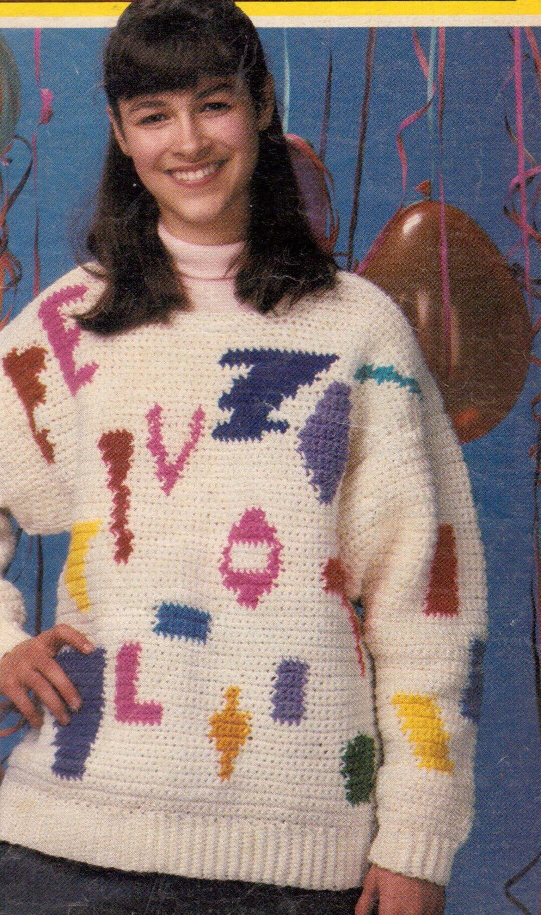 Vintage Crochet Abstract Alphabet Sweater Pattern - Etsy