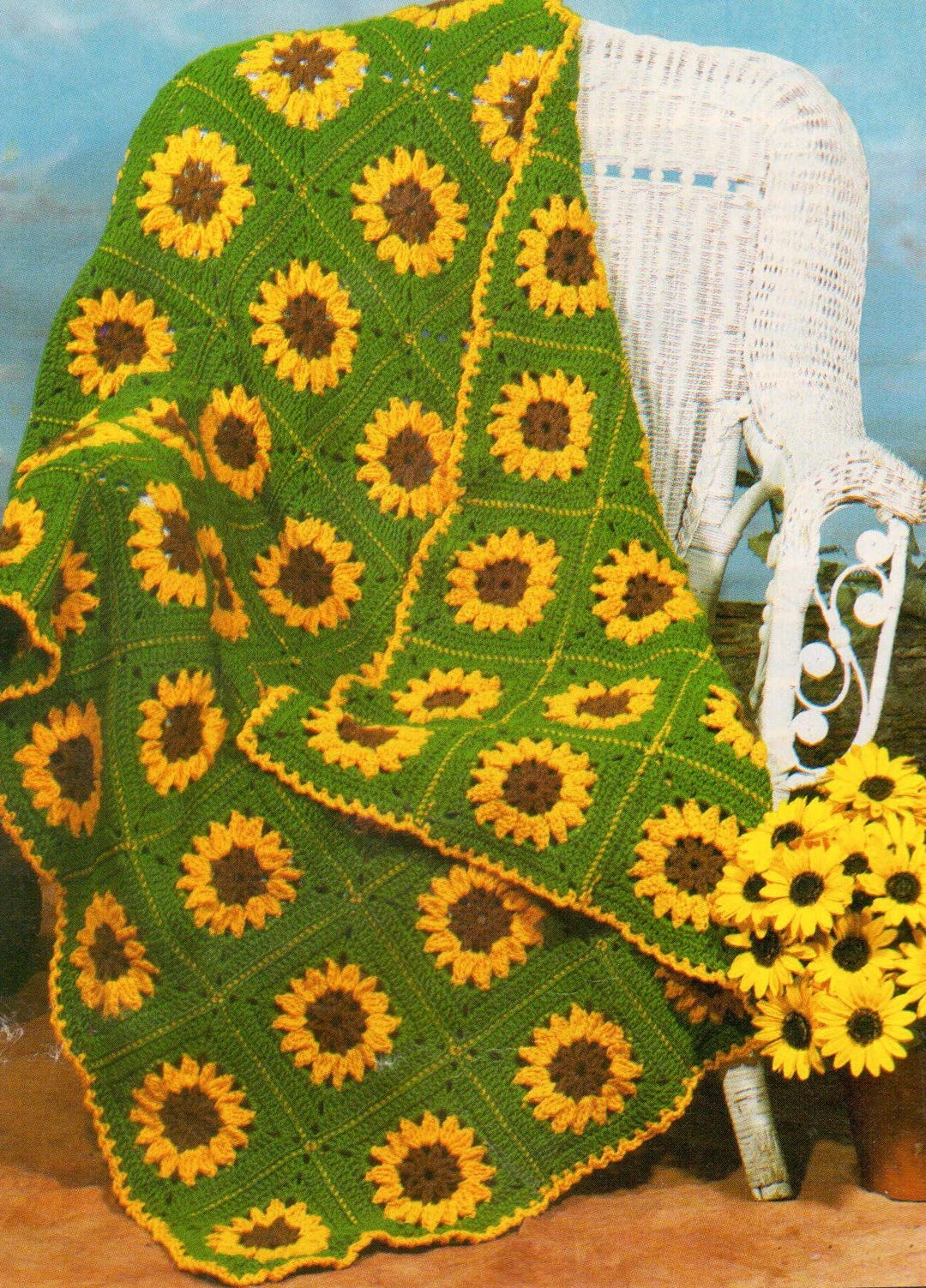 Vintage Crochet Mini Sunflower Afghan Pattern (PDF Download) - Etsy