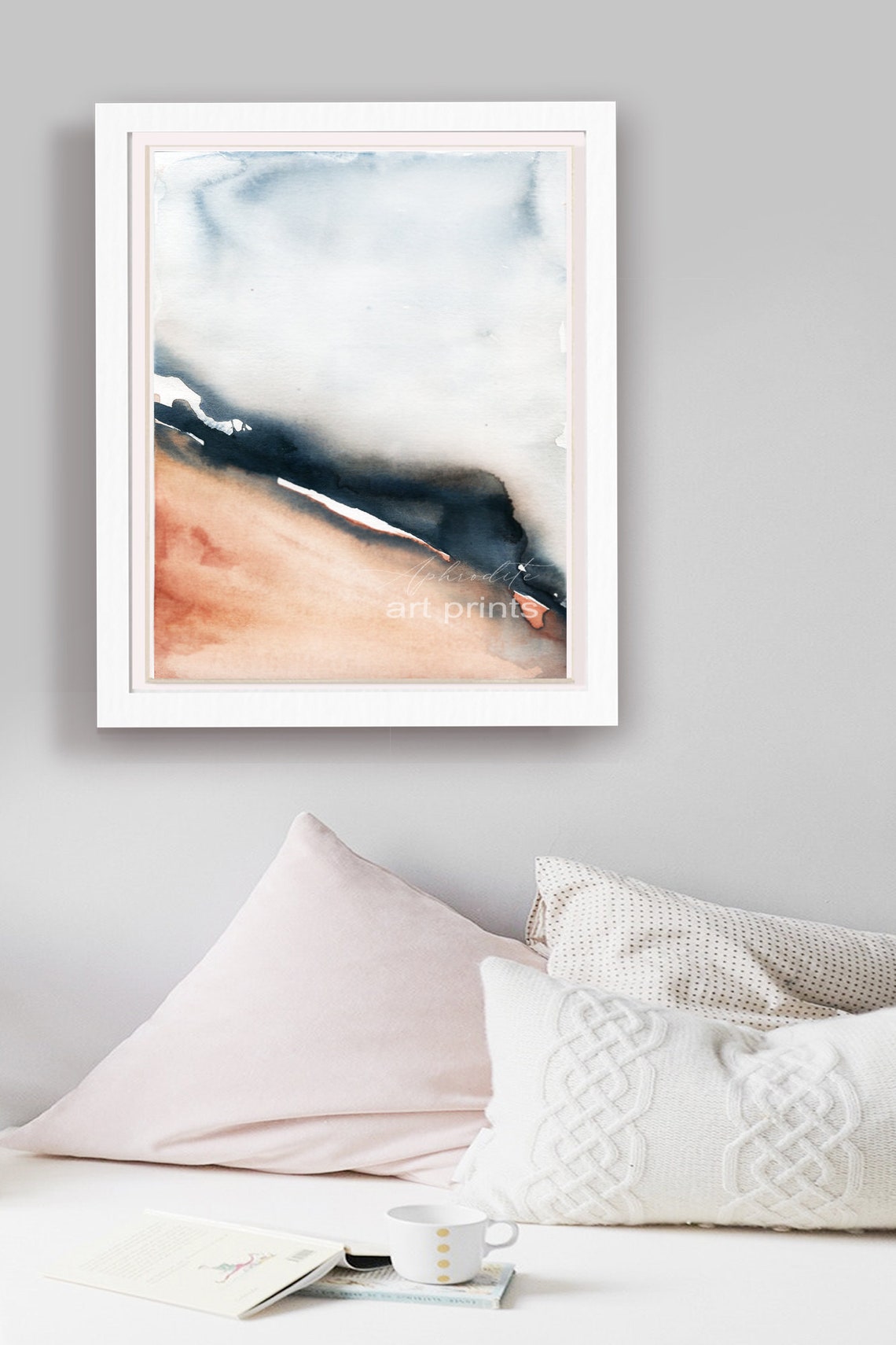 Neutral Painting, PRINTABLE Abstract Art, Printable Wall Art, Rust Navy ...