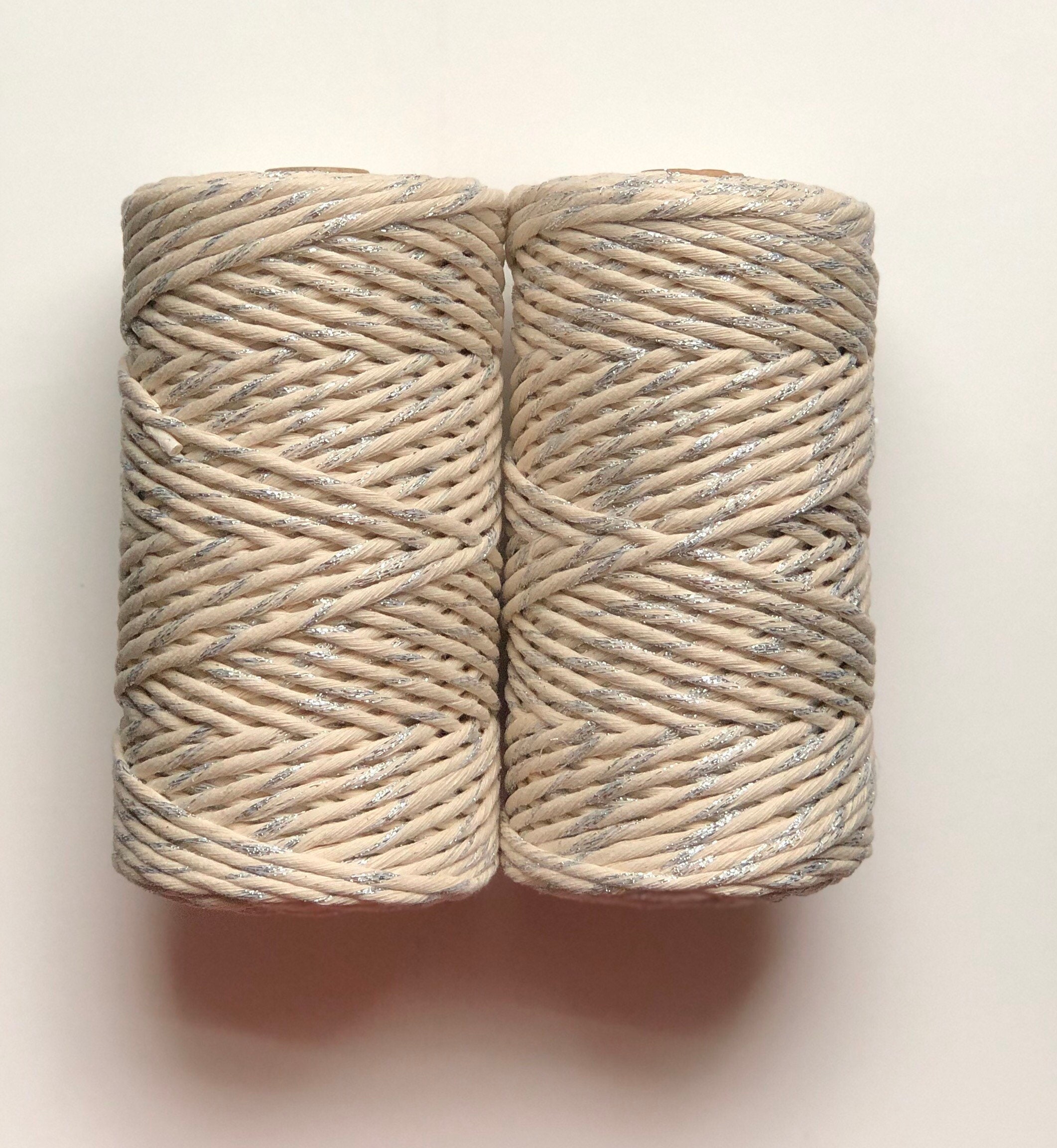 Silver With Natural Color Macrame Cord 3mm-125m Single Twist 100% ...