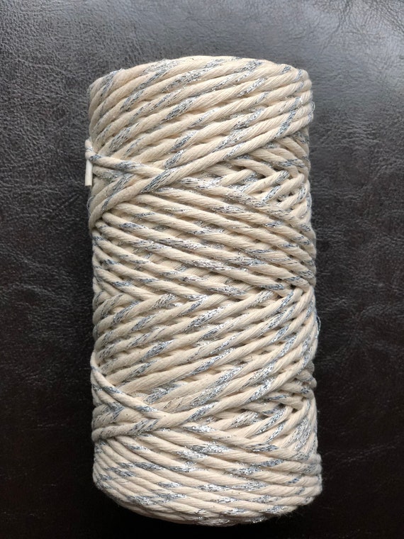 Silver with natural color Macrame cord 3mm-125M single twist | Etsy