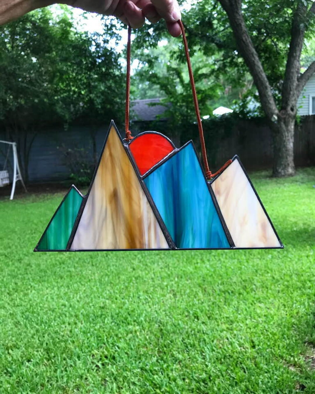 Stained Glass Mountains, Earth Colors, Mountain Art, Mountain Lovers - Etsy