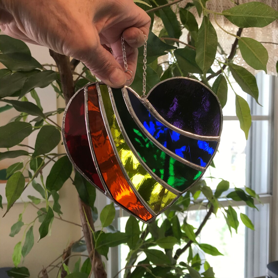Stained Glass Heart Rainbow Heart Pride Lgbtq Gift Stained - Etsy