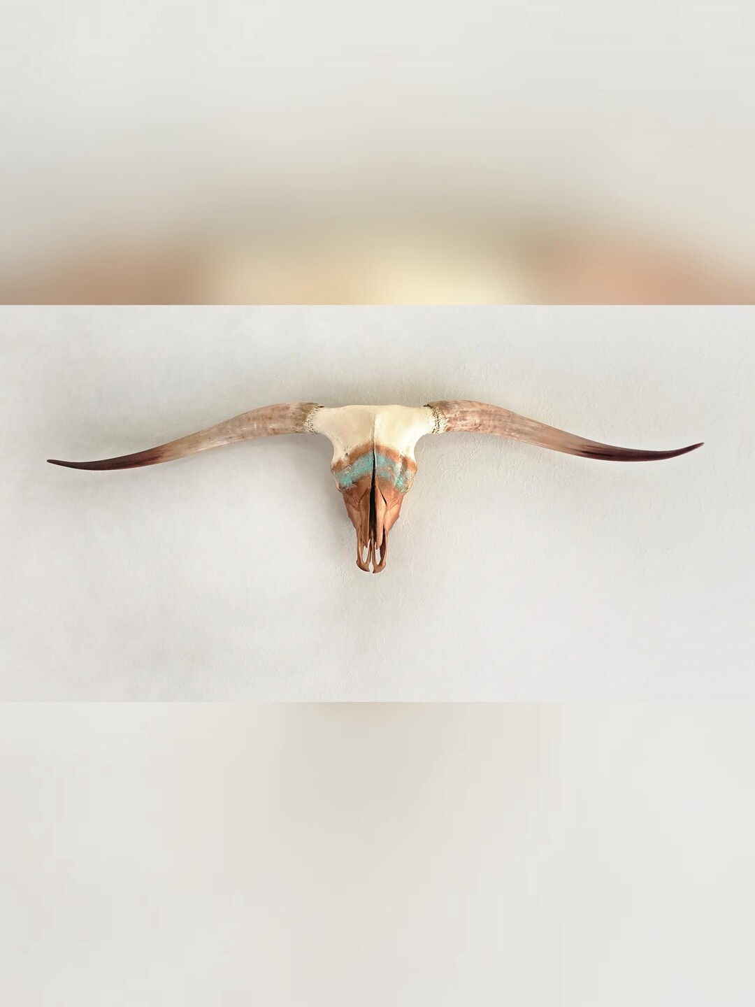 Longhorn Skull Wall Decor, Painted Cow Skull, Bohemian Style, Decorated ...