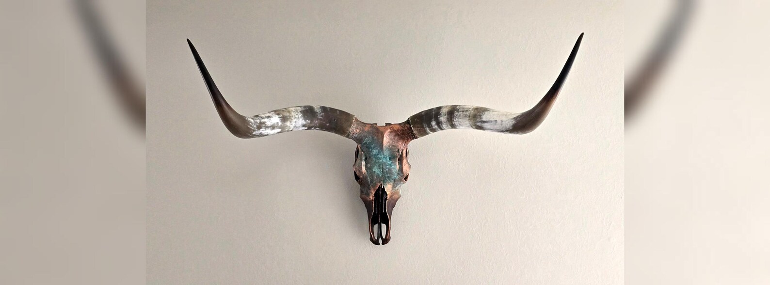 Longhorn Skull Wall Decor, Painted Cow Skull, Bohemian Style, Decorated ...