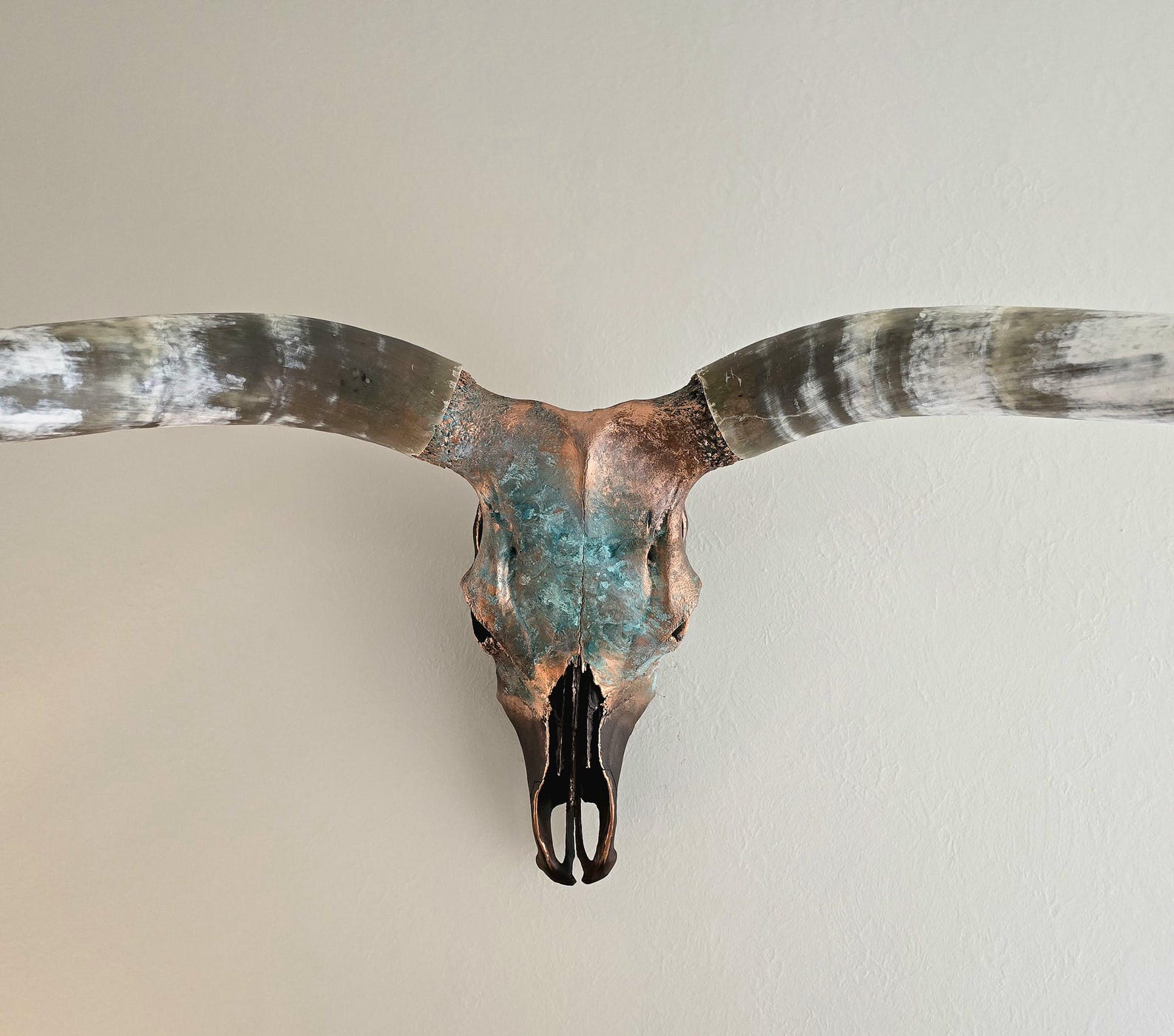Longhorn Skull Wall Decor, Painted Cow Skull, Bohemian Style, Decorated ...