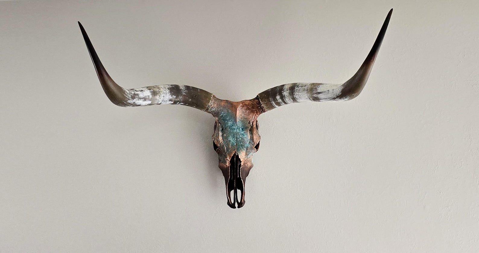 Longhorn Skull Wall Decor, Painted Cow Skull, Bohemian Style, Decorated ...