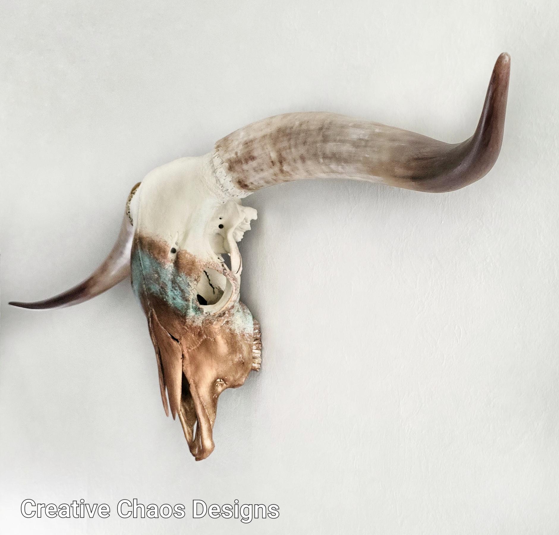 Longhorn Skull Wall Decor, Painted Cow Skull, Bohemian Style, Decorated ...