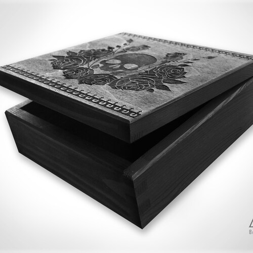 Black Engraved Box 20 X 20cm Goth Gothic Skull - Etsy