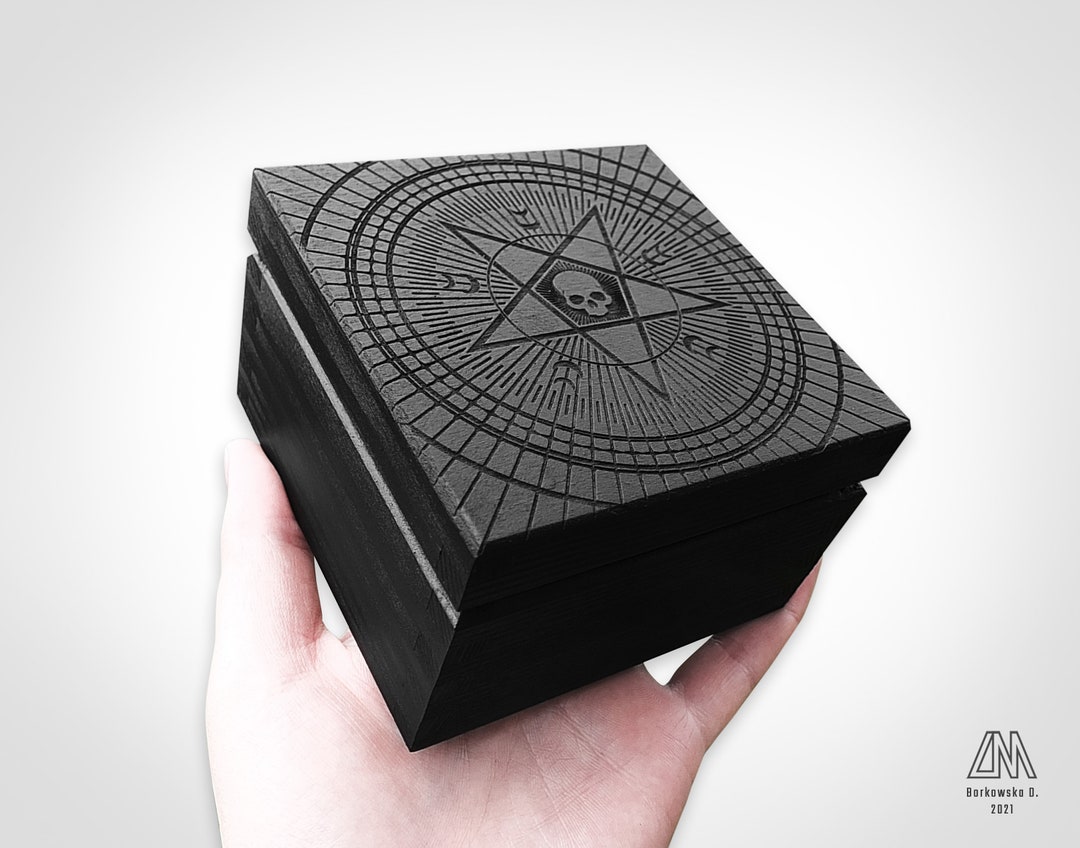 Small, Black, Engraved Box 10 X 10 Goth Gothic Decor Skull Jewelry ...