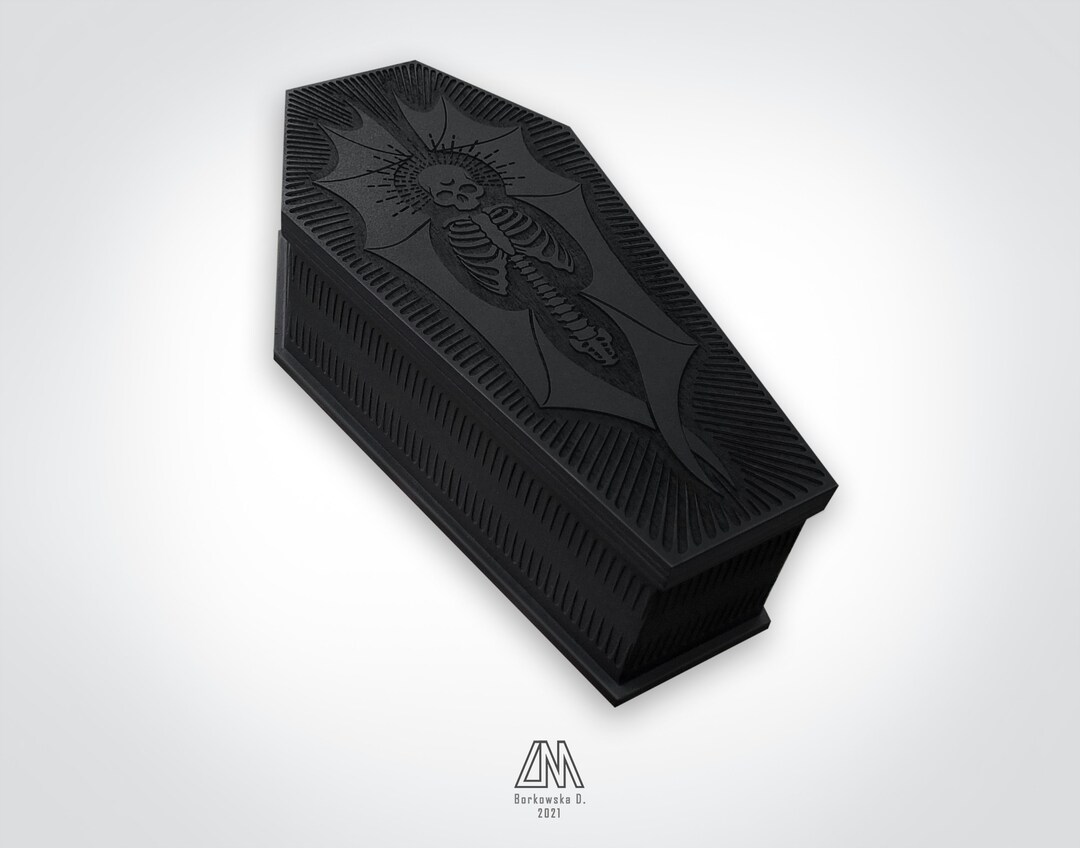 Coffin Box Small, Black, Engraved Casket Goth Gothic Skull Occult ...