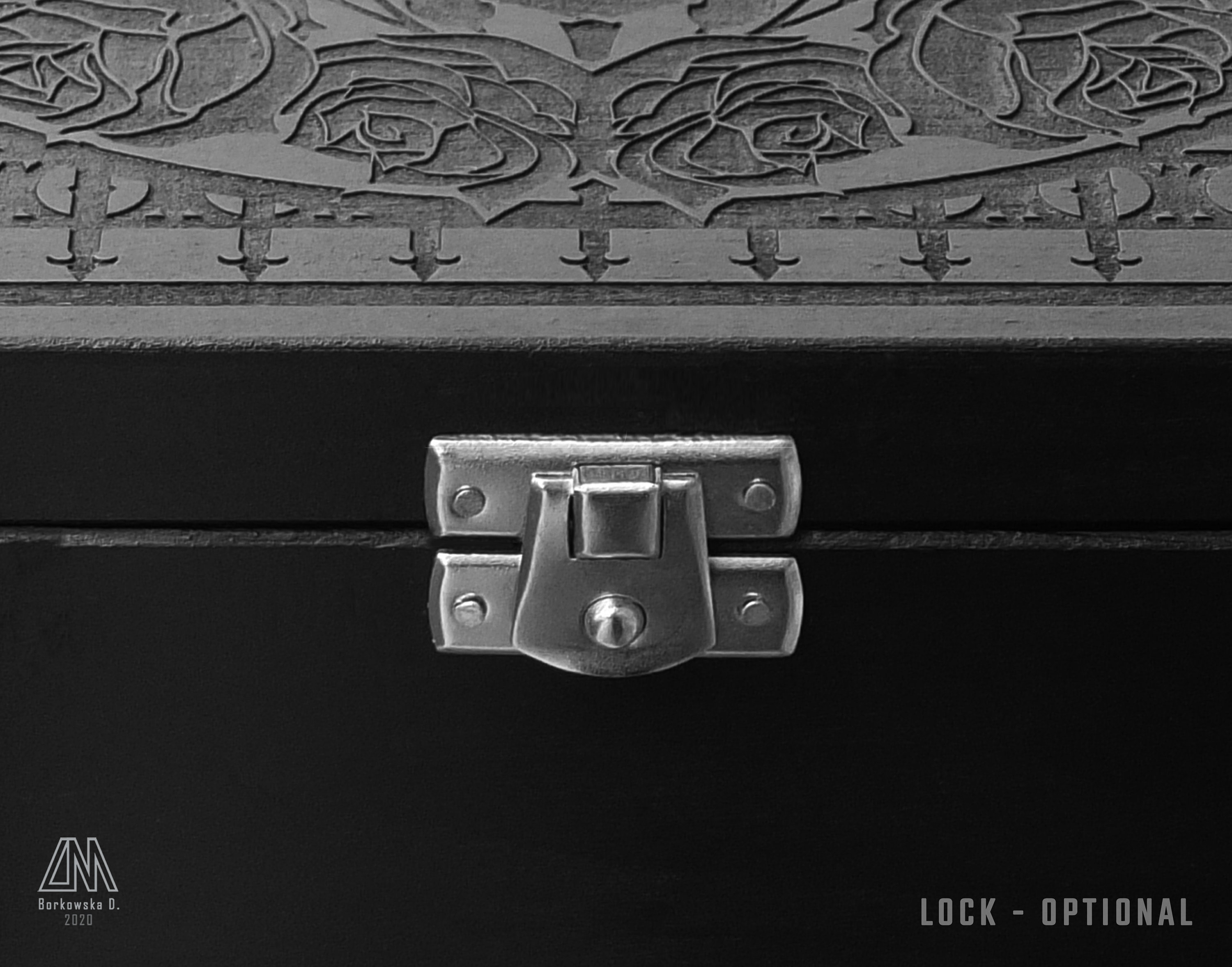 Black Engraved Box Goth Gothic Skull Roses Vintage - Etsy