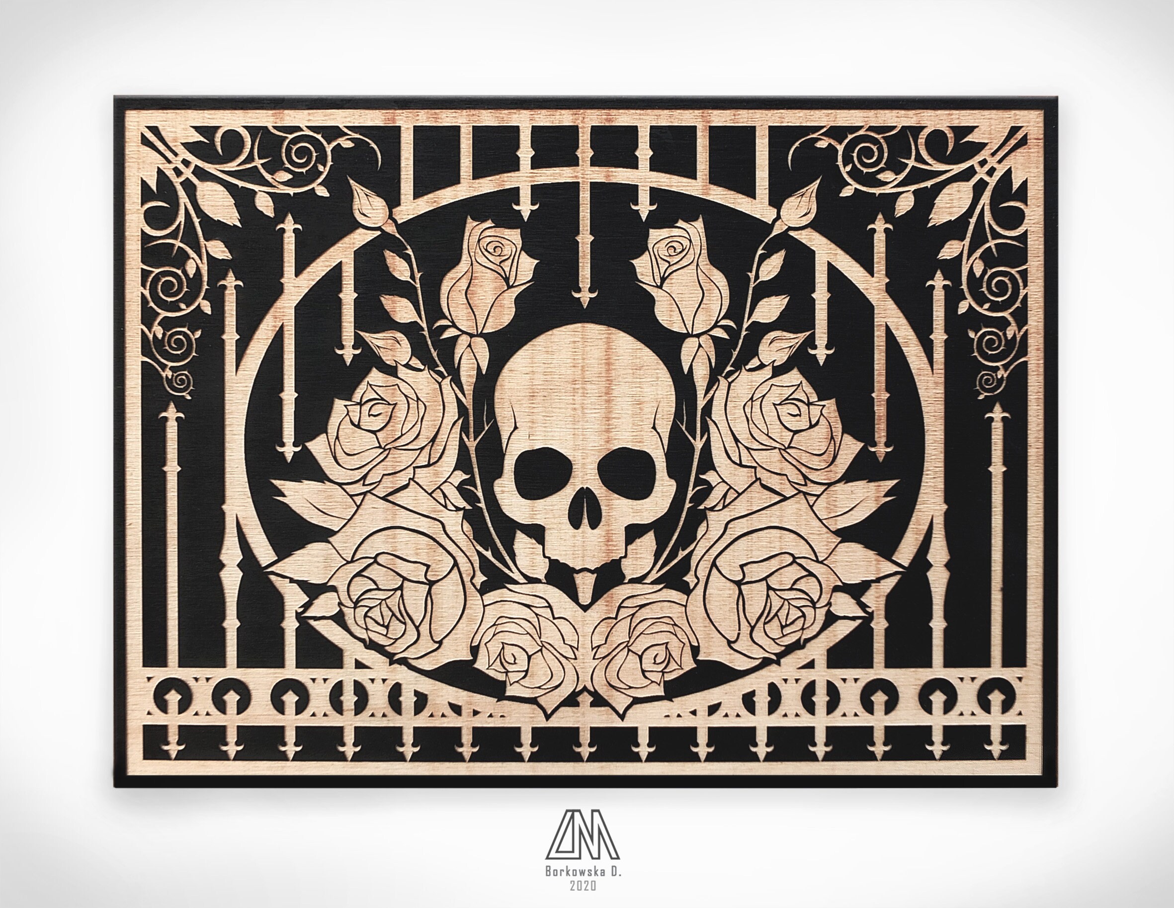 Black Engraved Box Goth Gothic Skull Roses Vintage - Etsy