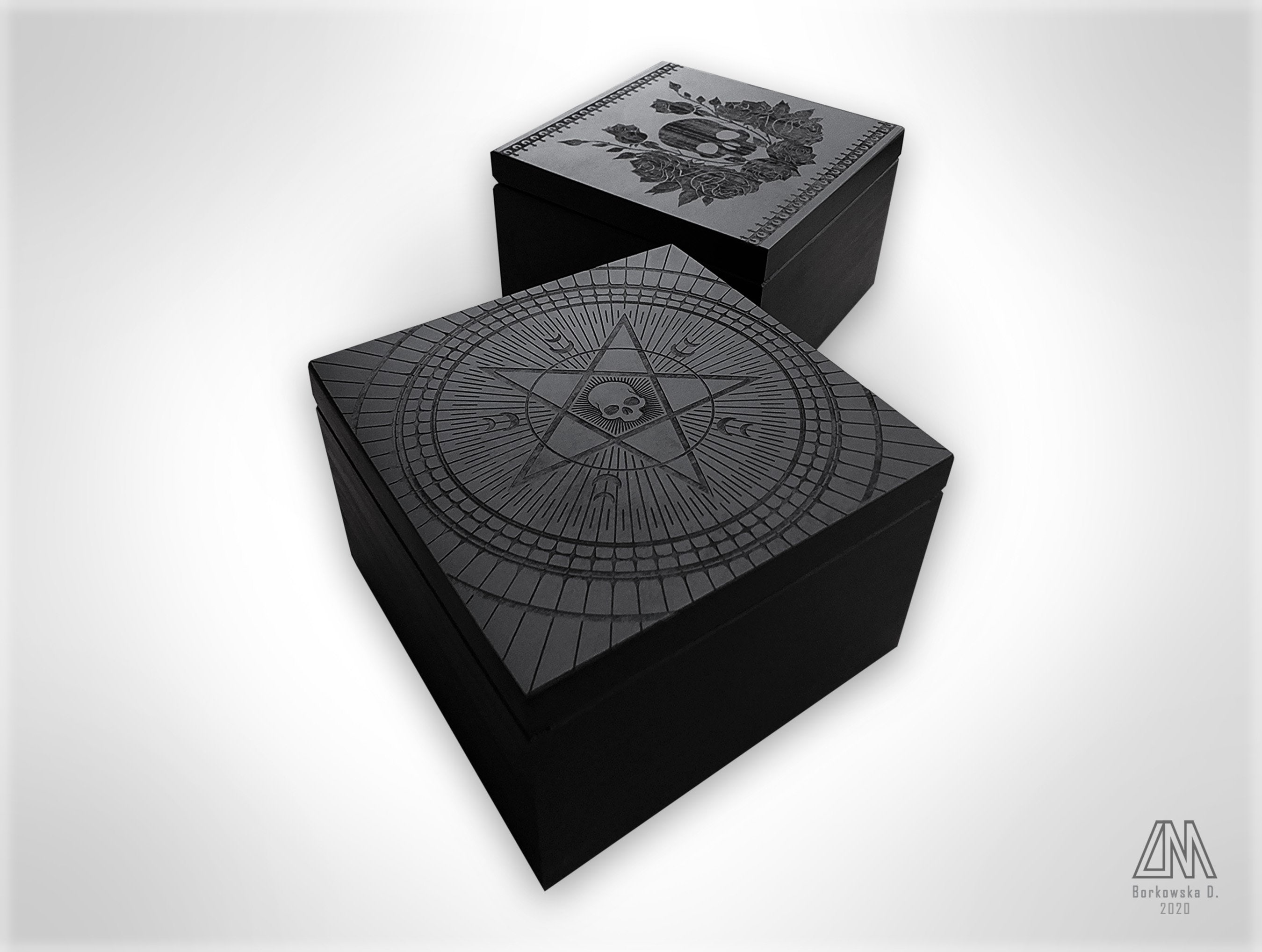 Black Engraved Box 20 X 20cm Goth Gothic Skull | Etsy