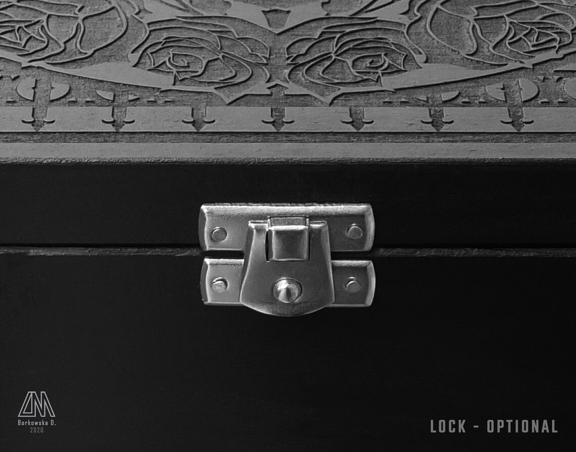 Black Engraved Box Goth Gothic Skull Roses Jewelry - Etsy