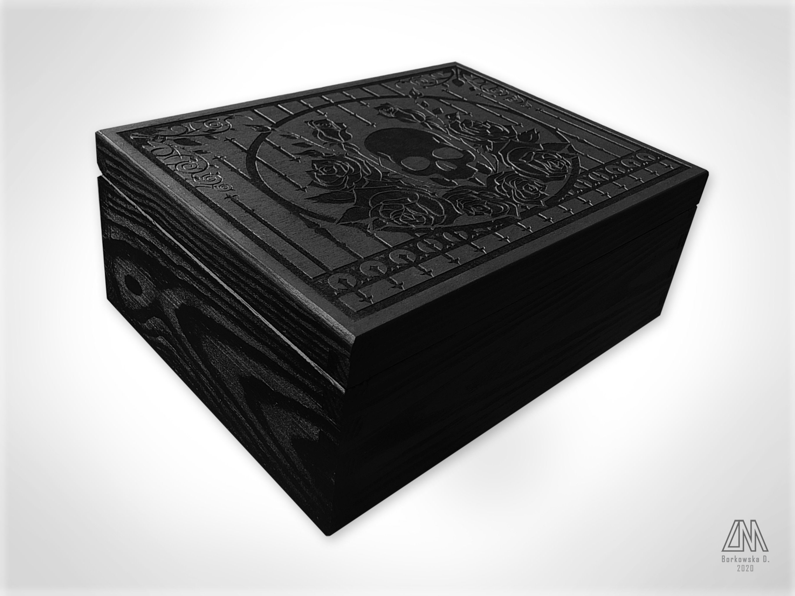 Black Engraved Box Goth Gothic Skull Roses Jewelry - Etsy