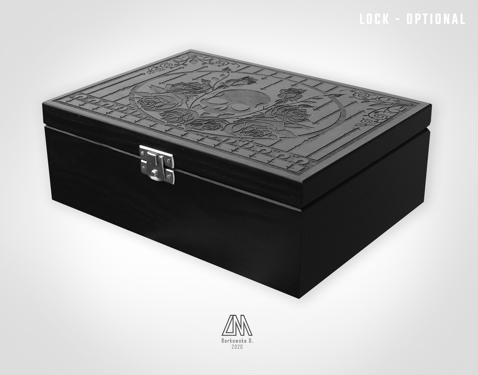 Black Engraved Box Goth Gothic Skull Roses Jewelry - Etsy