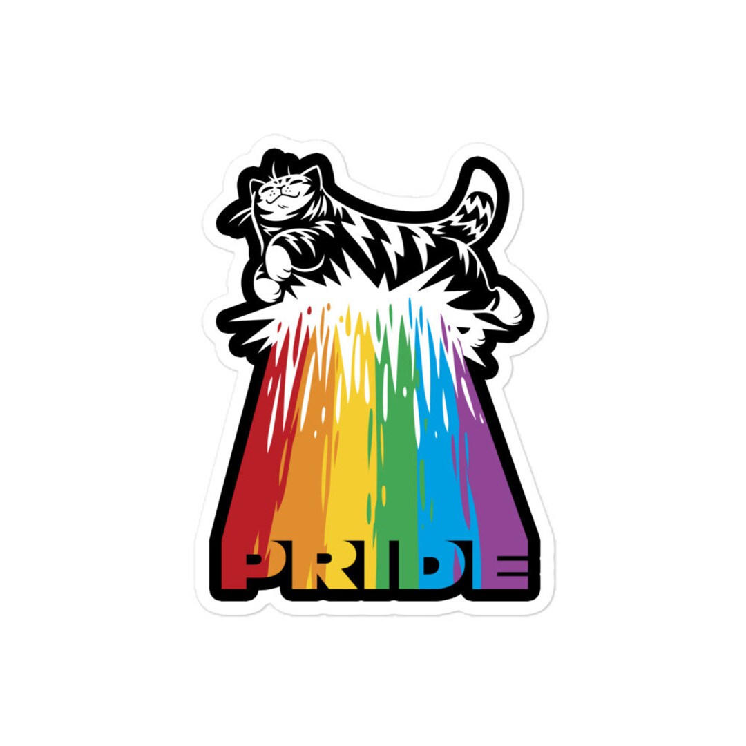 Pride Flag Rainbow Cat Sticker - Gift for LGBTQIA+ Trans Bi Ace Acro ...