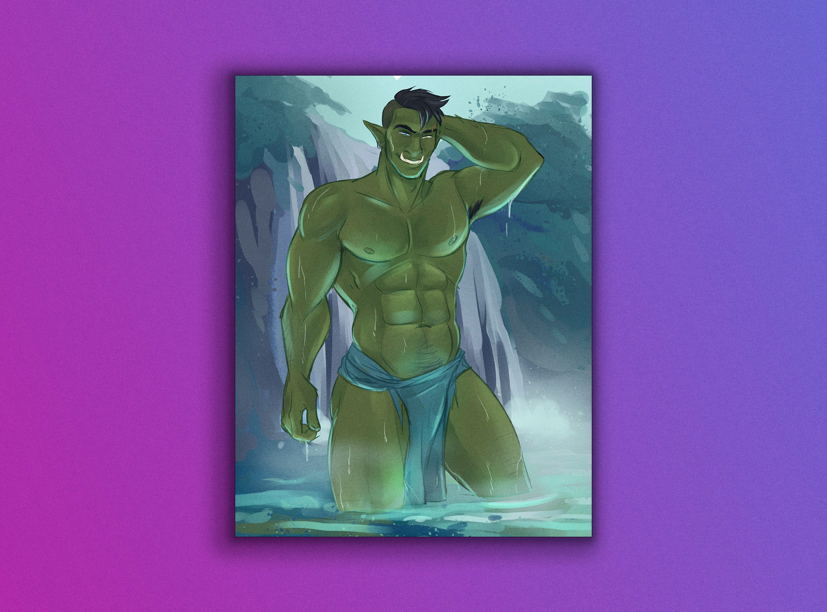 Poster 8x10 Bara Half Orc Fantasy Waterfall - Etsy