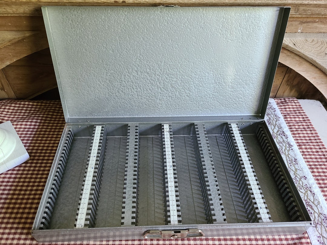 Vintage, Gray Metal Slide Storage Box, Industrial, Mid Century, Retro ...