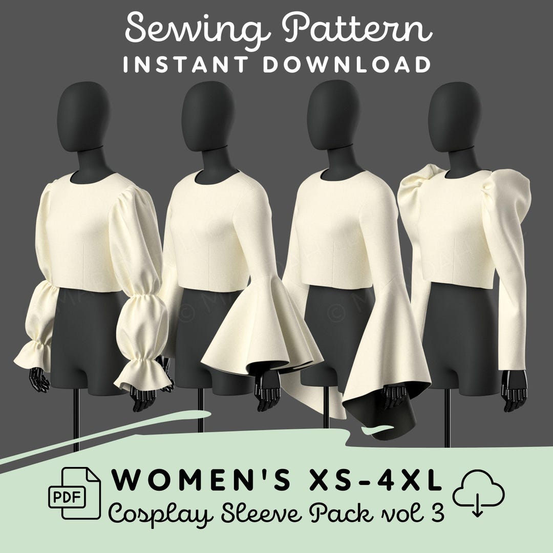 Sleeve Sewing Pattern Pack Vol 3 | Womens XS-4XL PDF Cosplay Pattern ...