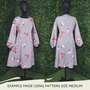Bishop Sleeve Dress Sewing Pattern | Womens XS-4XL Dress Pattern ...