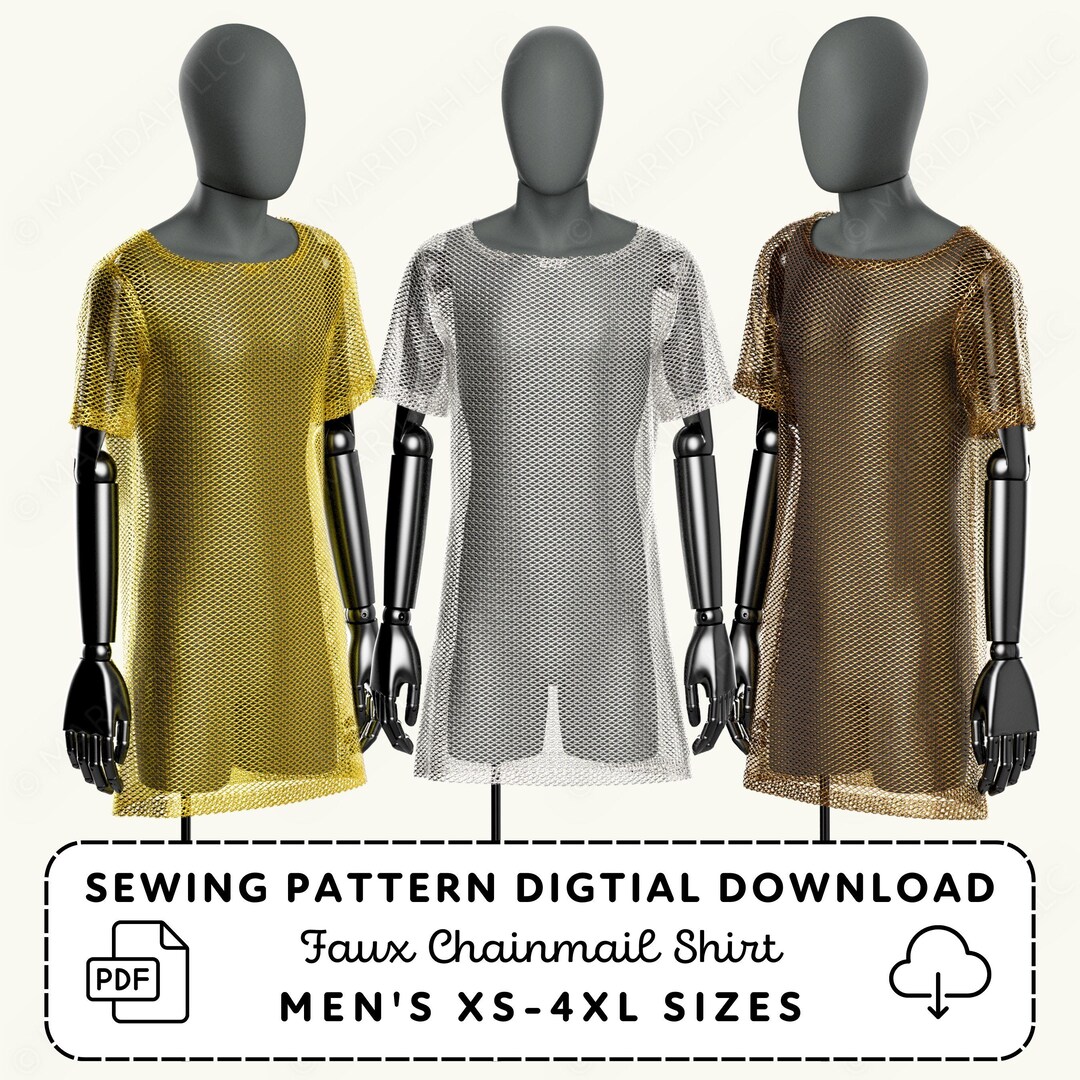 Faux Chainmail Shirt Sewing Pattern: Men's XS-4XL Cosplay (digital ...