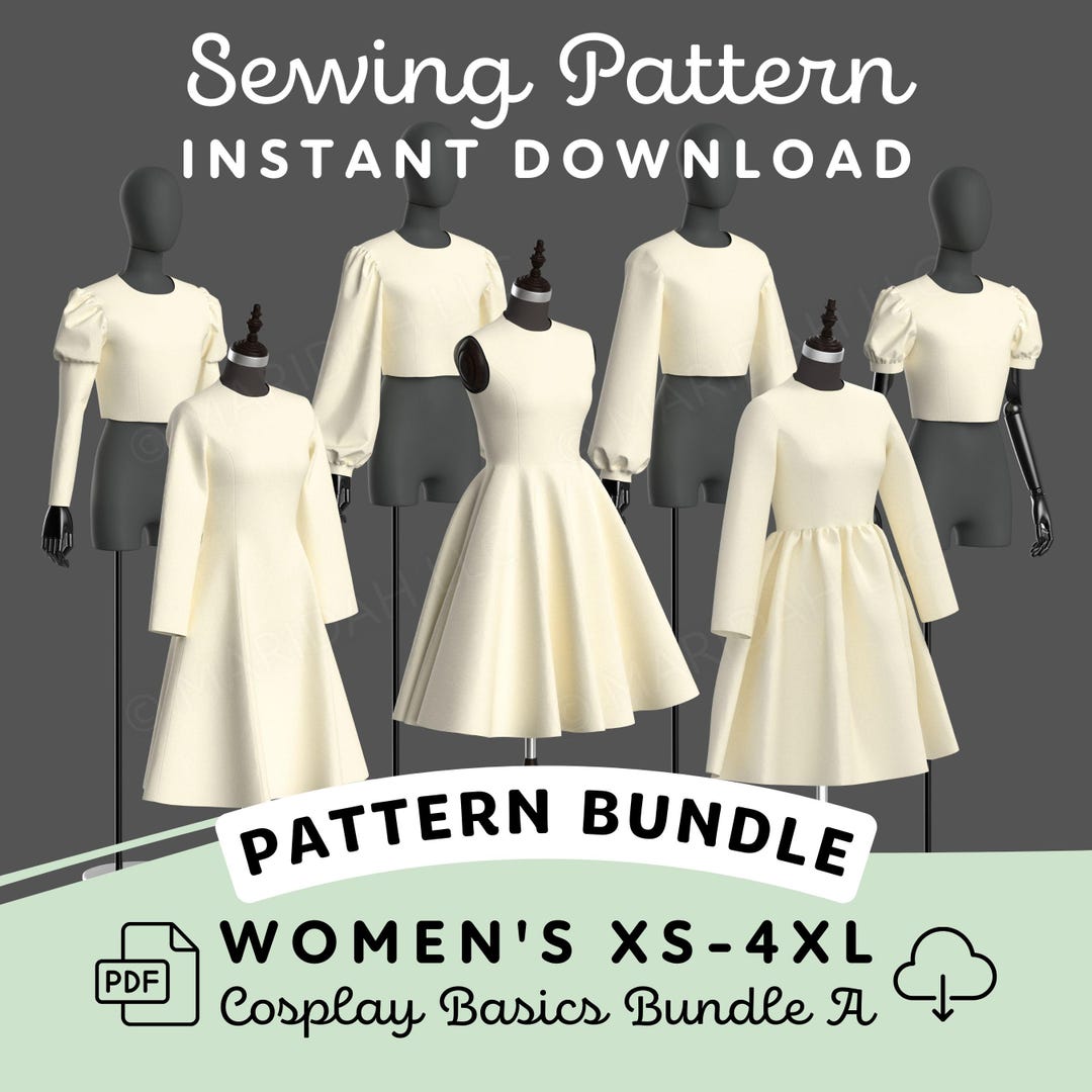 Cosplay Dress Pattern Blocks Bundle A | Womens XS-4XL PDF Cosplay ...