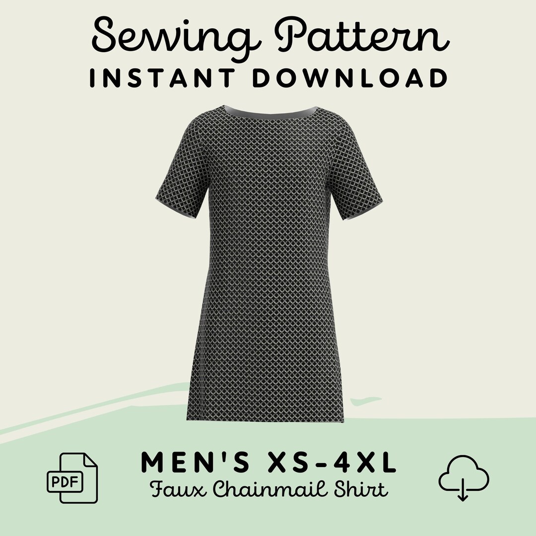 Faux Chainmail Shirt Sewing Pattern Men's XS-4XL PDF Cosplay Pattern ...