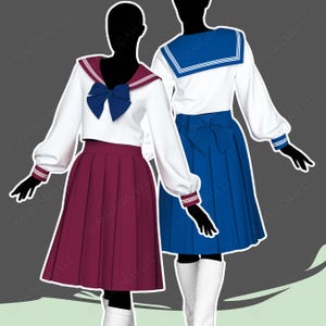 Classic Japanese School Uniform Sewing Pattern | Womens XS-4XL Seifuku ...
