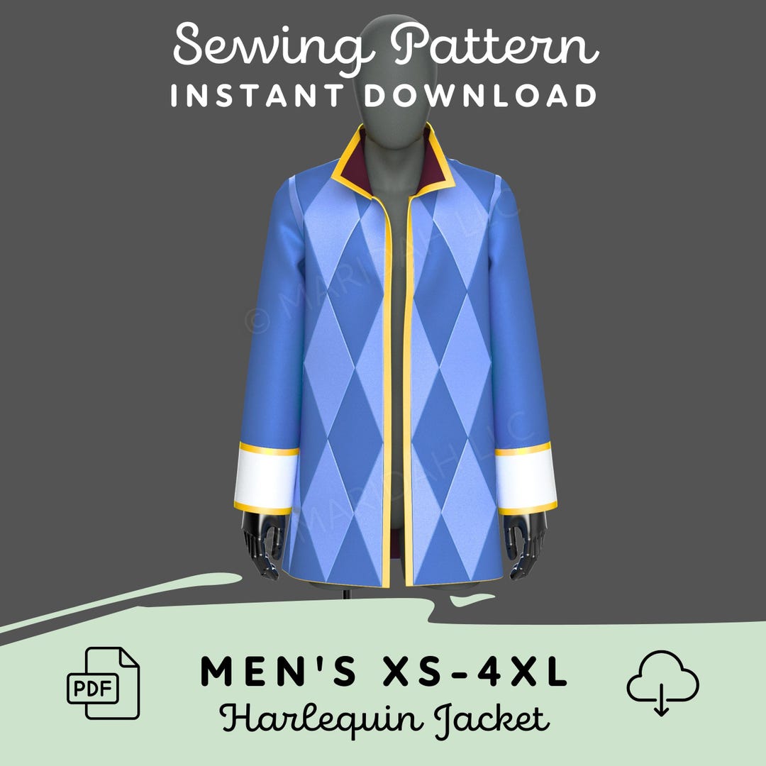 Harlequin Jacket Pattern | Mens XS-4XL PDF Cosplay Pattern | Digital ...