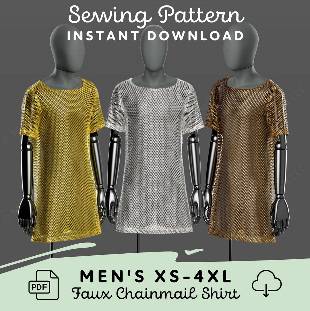 Faux Chainmail Shirt Sewing Pattern | Men's XS-4XL PDF Cosplay Pattern ...