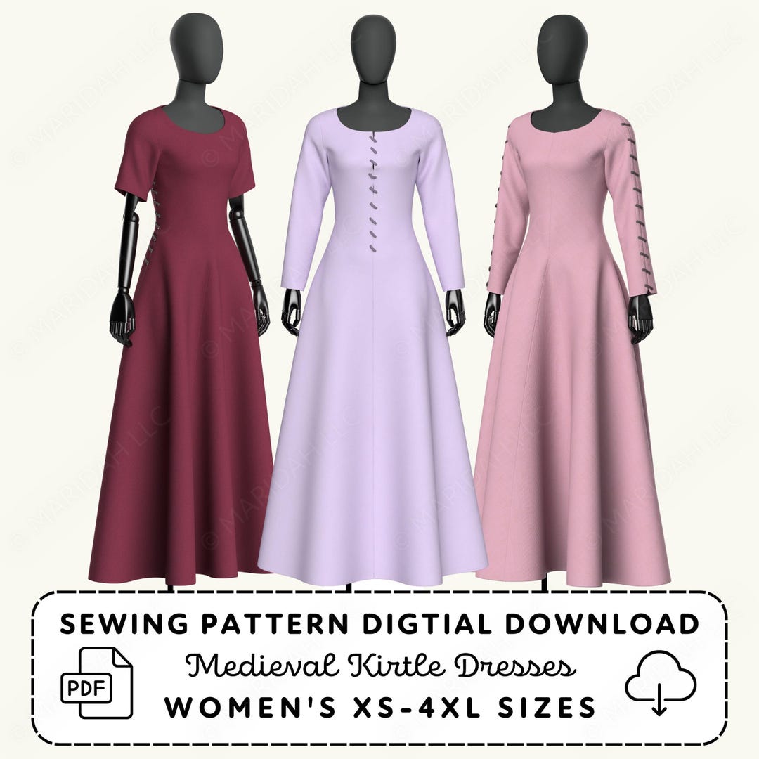 Medieval Dress Sewing Pattern | Kirtle Cotehardie Costume (XS-4XL) PDF Digital Download - Etsy