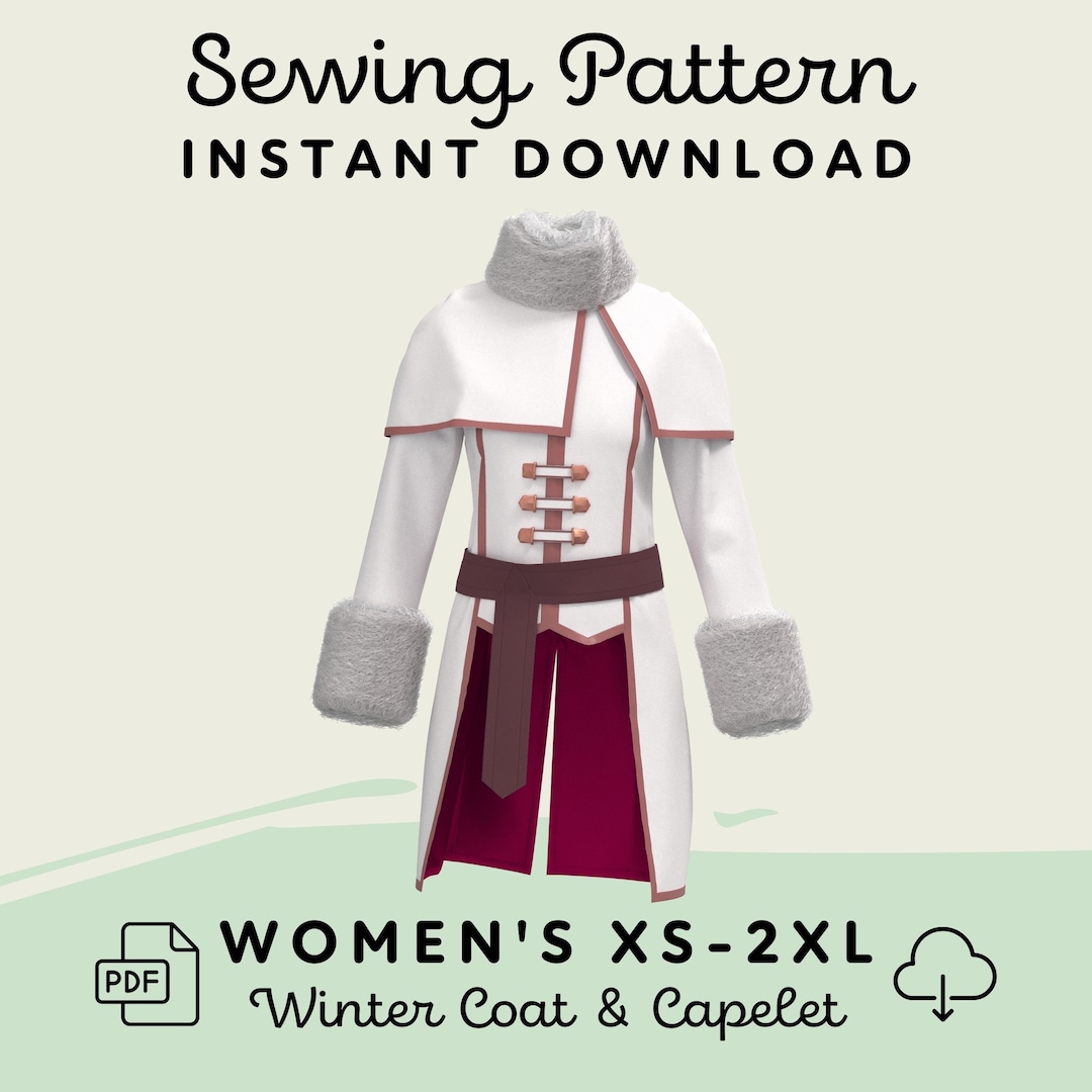 Cosplay Winter Coat Sewing Pattern Women's XS-2XL PDF Pattern Digital ...