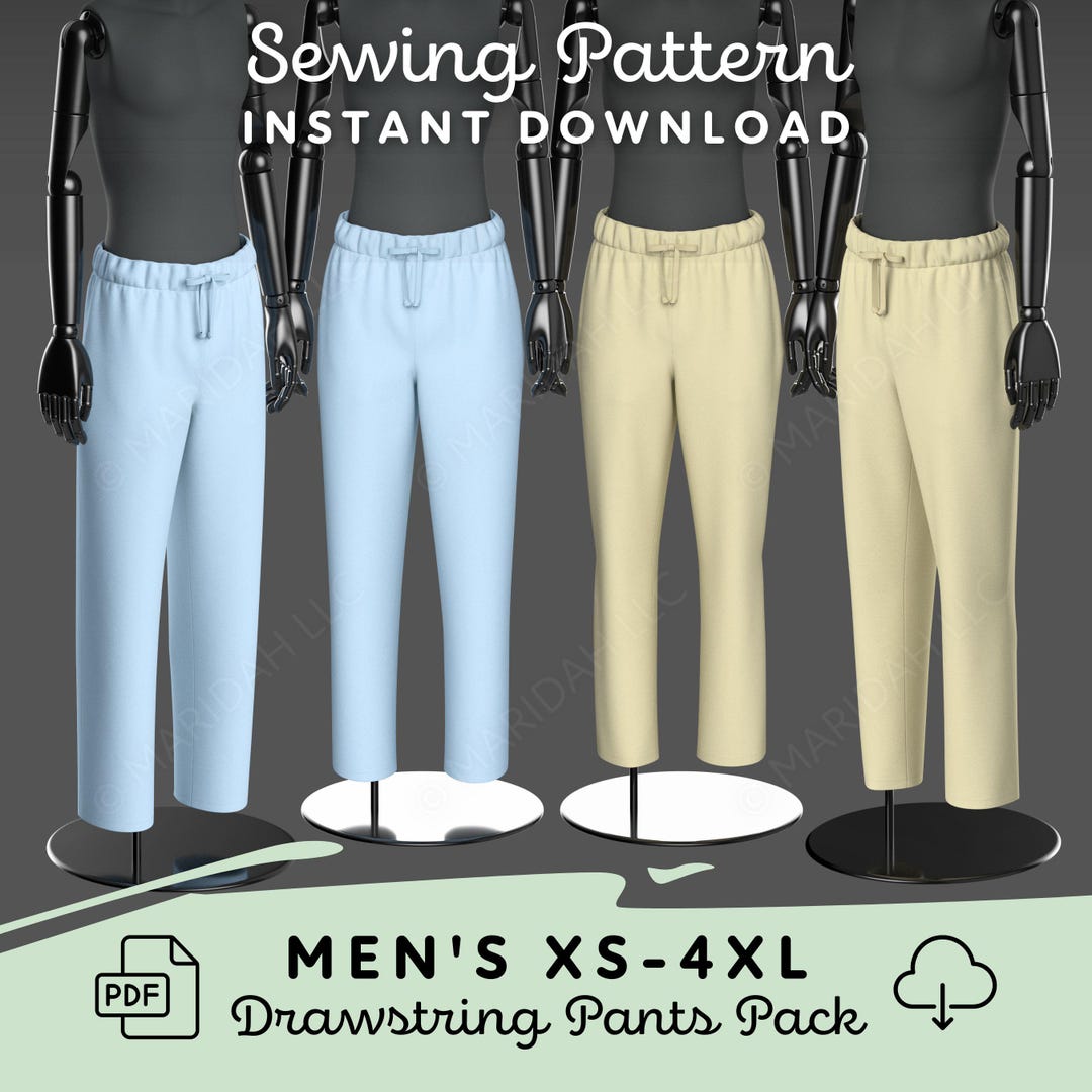 Drawstring Pants Sewing Pattern: Mens XS-4XL Cosplay Costume (digital ...