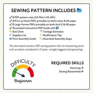 Drawstring Pants Sewing Pattern | Mens XS-4XL for Loungewear Cosplay ...