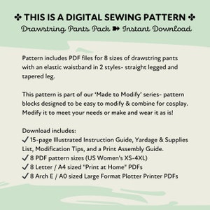 Drawstring Pants Sewing Pattern Mens XS-4XL PDF Cosplay Pattern for ...